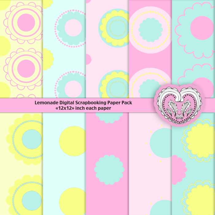 Lemonade Digital Scrapbooking Paper Pack on Luulla
